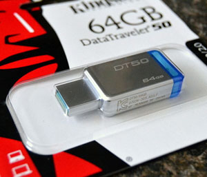 Kingston Data Traveler DT50 USB 3.0 Flash Drive – 64GB (Metal/Blue ...